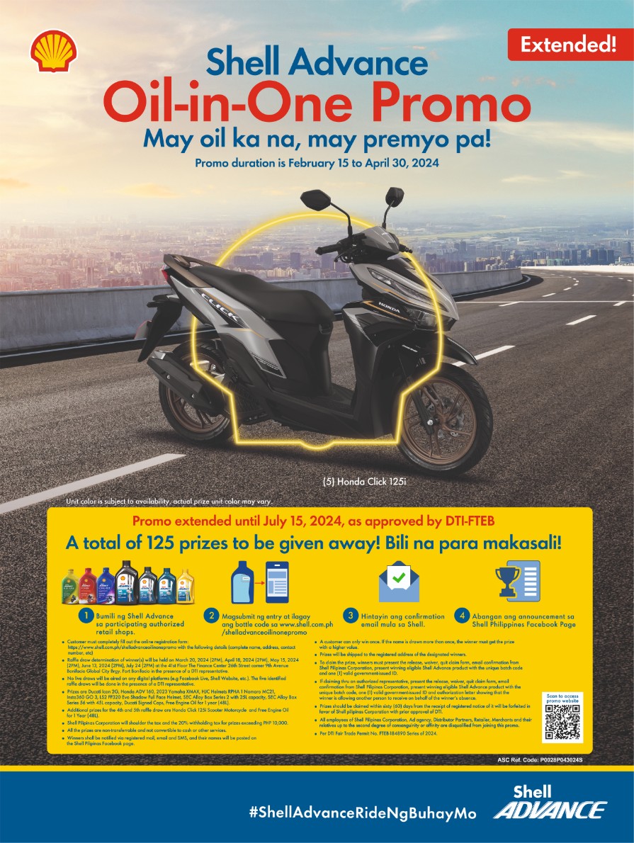 ShellPH extends Shell Advance Oil-in-One raffle promo to July 15, 2024 ...